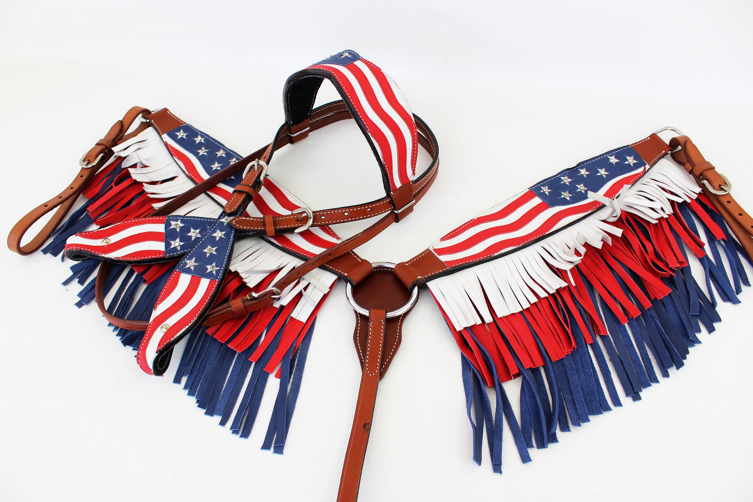 Made To order Western Horse Bridle set USA Red White & Blue | Etsy