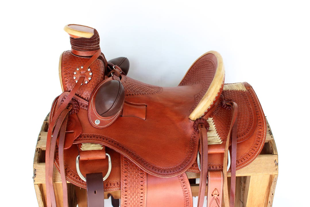 Made to Order Heavy Duty Leather Handmade Western Horse Rawhide Trail ...