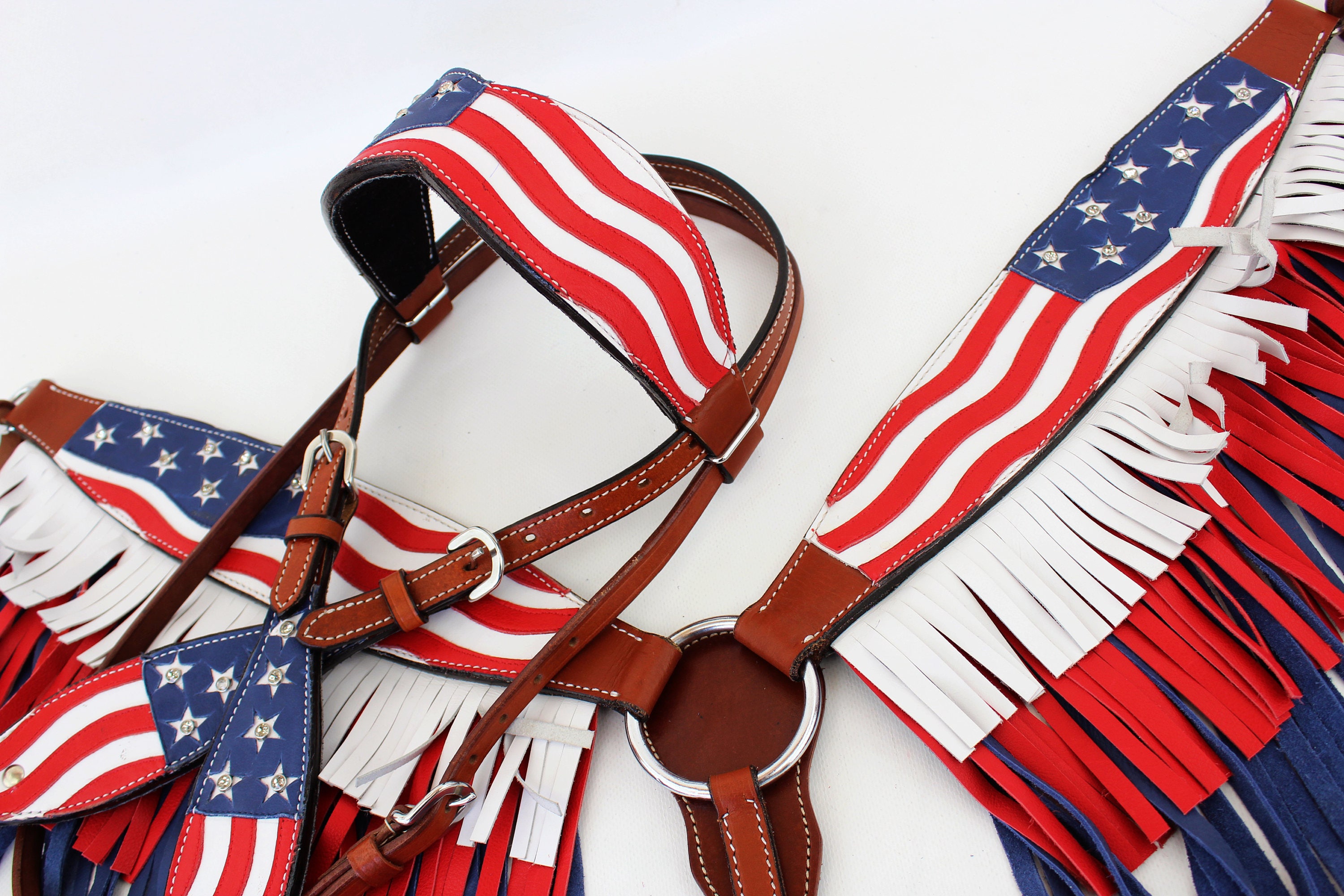 Made To order Western Horse Bridle set USA Red White & Blue | Etsy