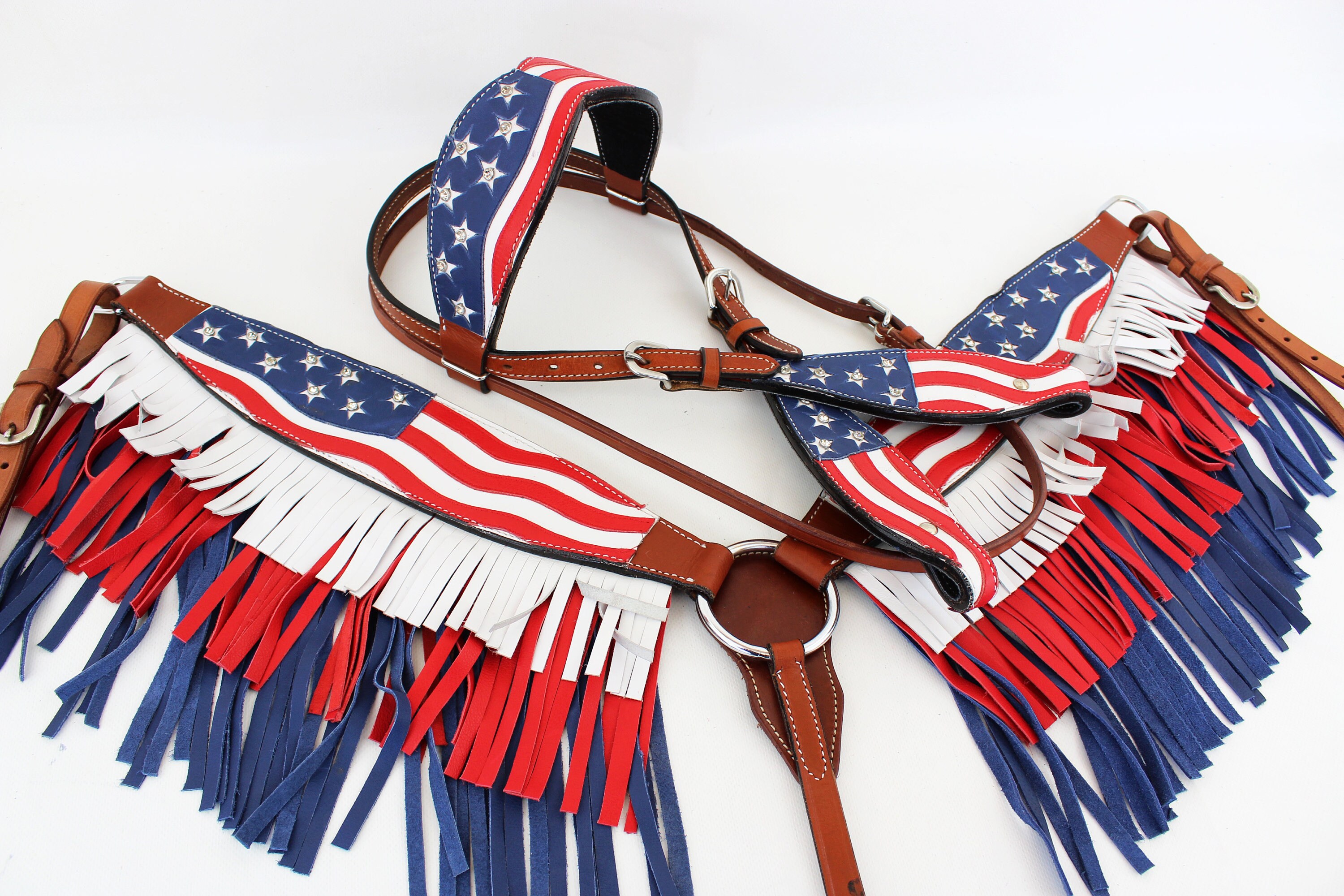 Made To order Western Horse Bridle set USA Red White & Blue | Etsy