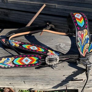 Beaded Horse Bridle Set ,western Horse Trail Bridle Beaded Hand Painted ...