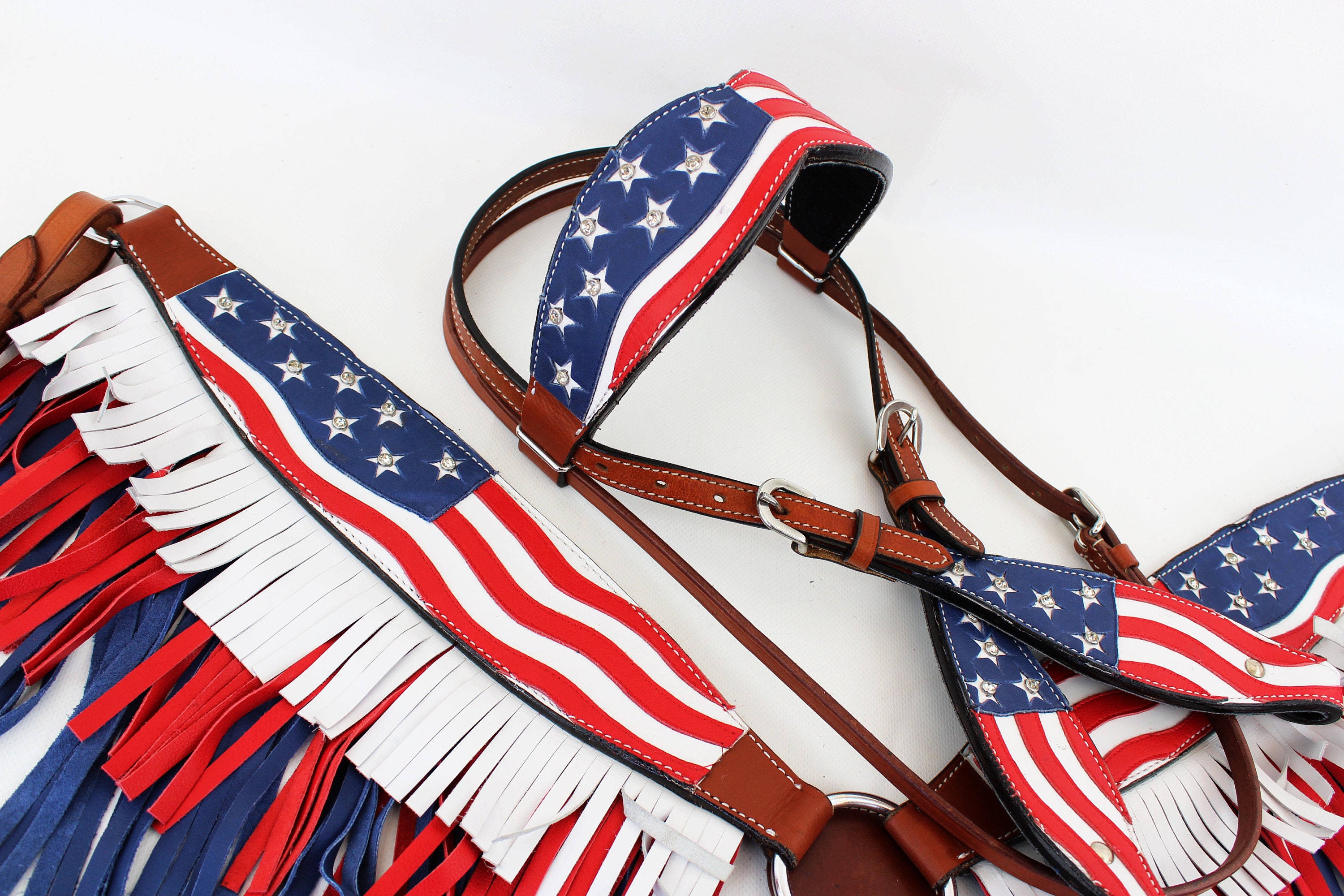 Made To order Western Horse Bridle set USA Red White & Blue | Etsy