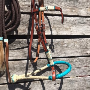 Custom Made to Order Western Horse Bosal Handmade Tack Teal & Black ...