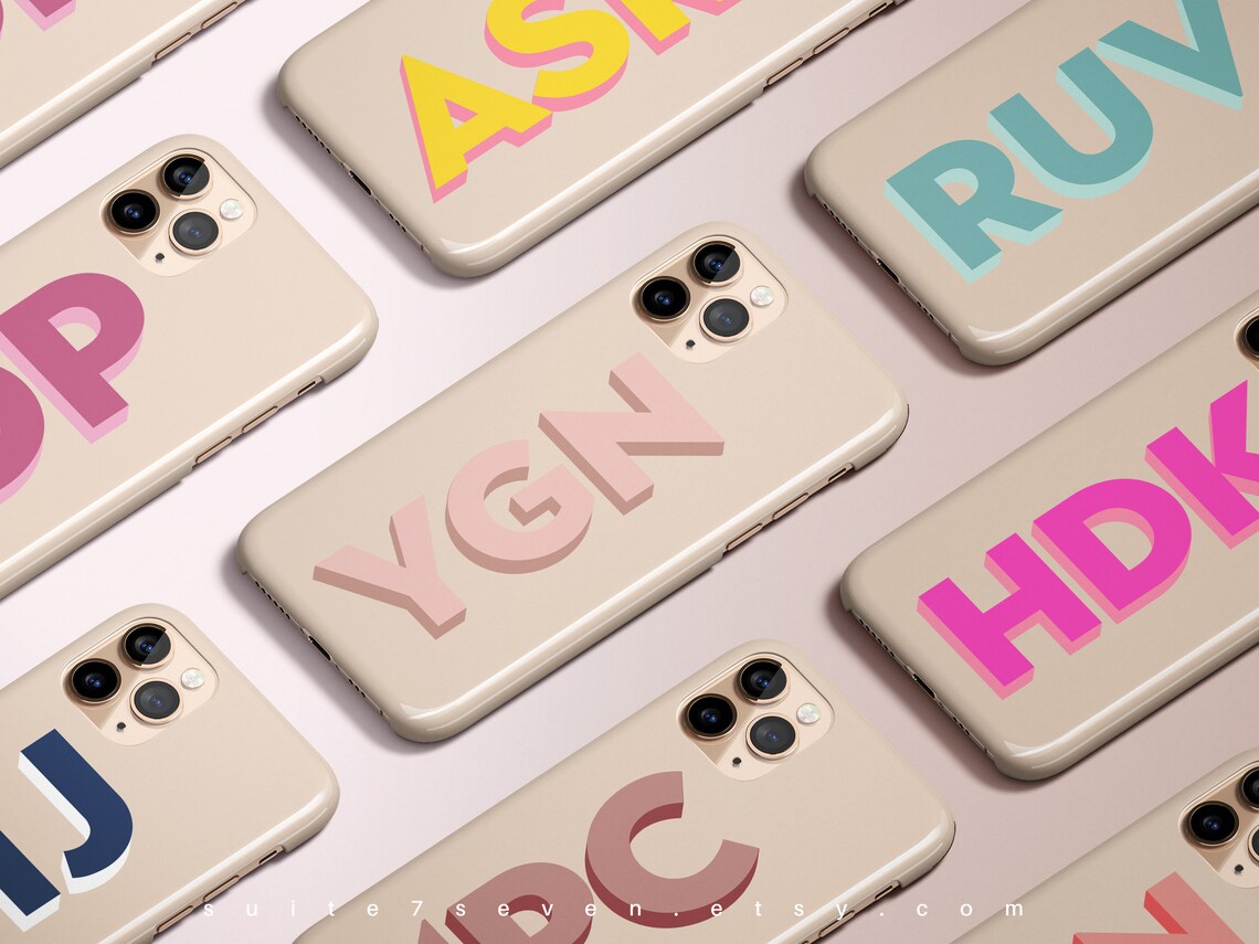 Monogram Initials Iphone 13 Case Big Initials Iphone 12 Case - Etsy