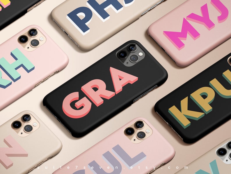 Monogram Initials iPhone 13 Case Big Initials iPhone 15 Case ...