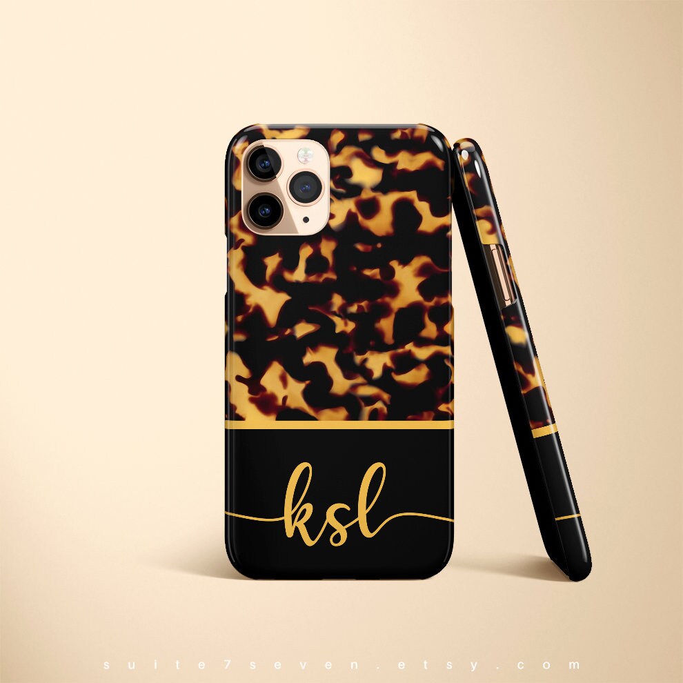 Tortoise Shell Phone Case With Initials - Etsy