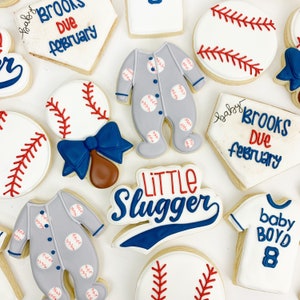 1/DZ Baseball Baby Shower Cookies | Little Slugger Baseball Cookies - Etsy