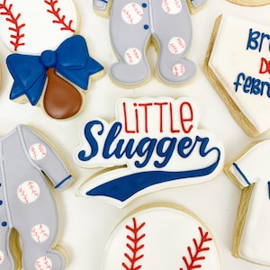 1/DZ Baseball Baby Shower Cookies | Little Slugger Baseball Cookies - Etsy