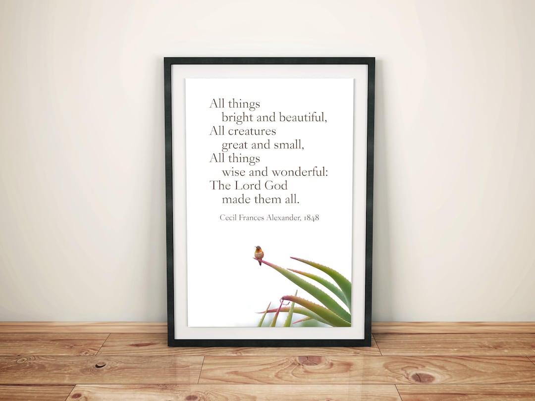 Hummingbird Christian Art Print, 'all Things Bright' (digital Download ...