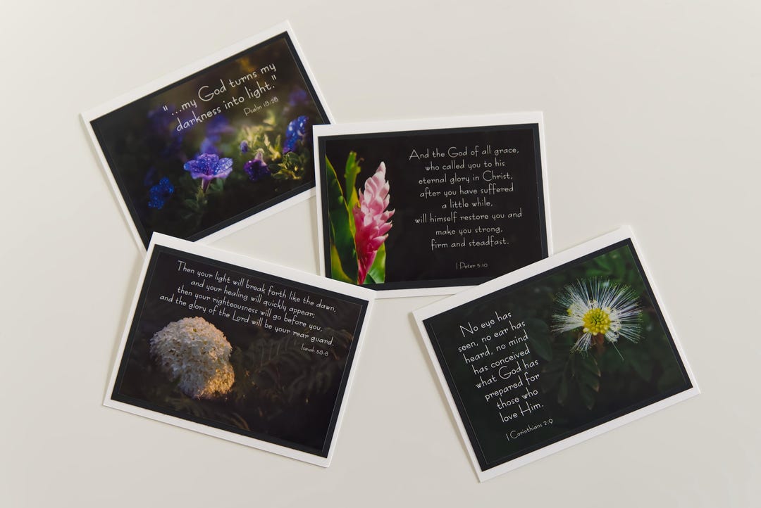 CHRISTIAN ENCOURAGEMENT CARDS {set of 4} – Bible Verse Greeting Cards ...