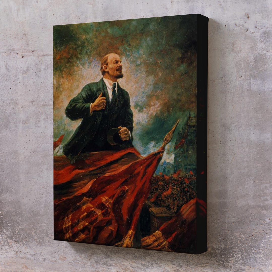 Soviet Leader Vladimir Lenin Canvas Painting, Framed Canvas Wall Art ...