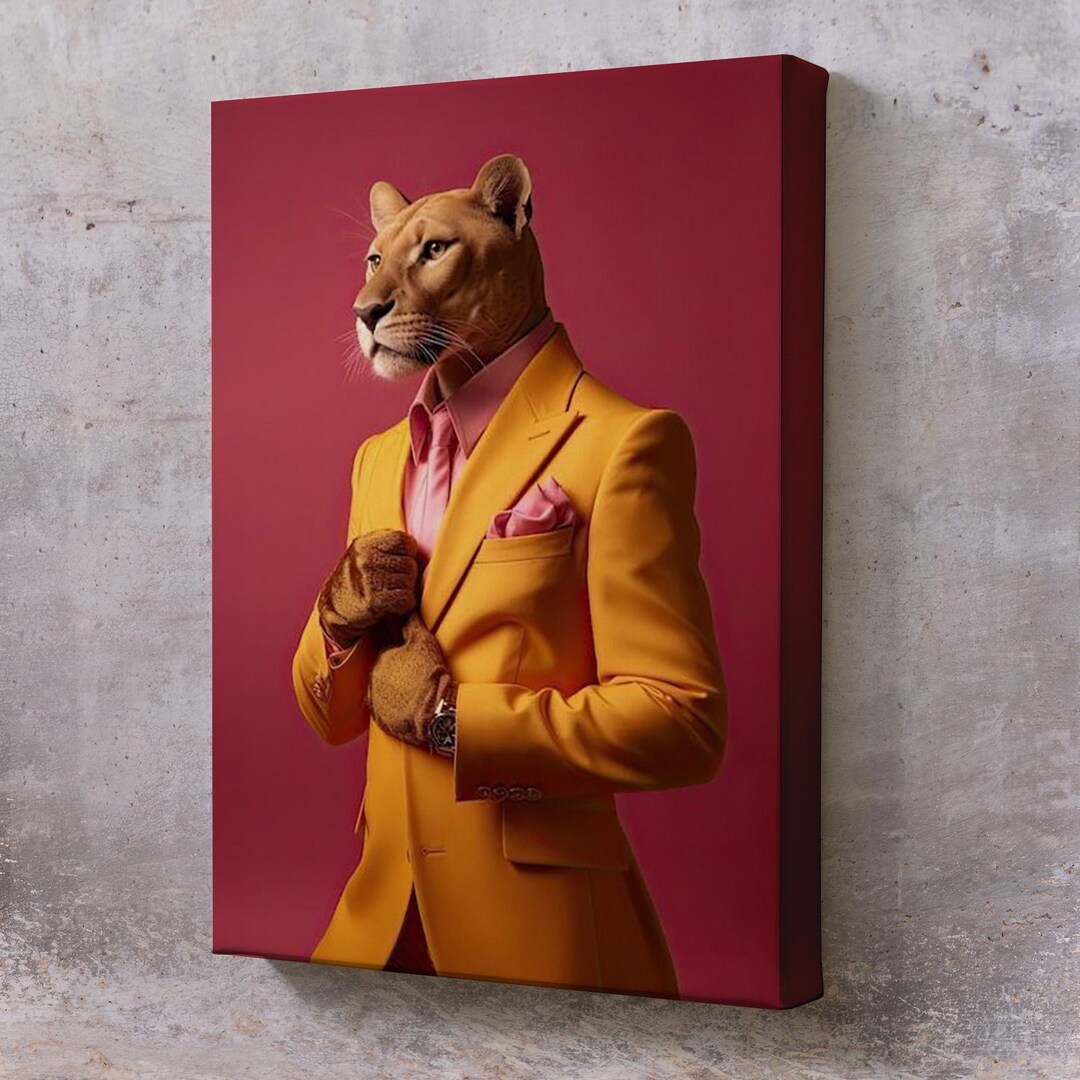 Elegant Panther İn Human Clothes Painting, Housewarming Gifts, Wall ...