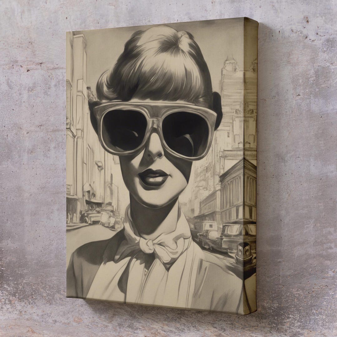 Cool Woman With A Pencil Drawing Appearance Painting, Portrait Canvas ...