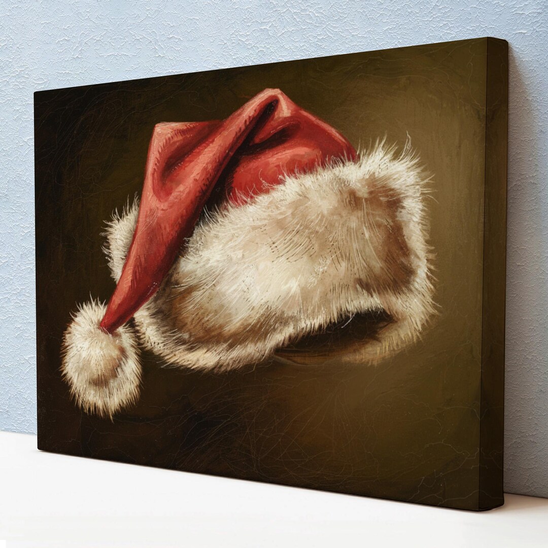 Vintage Printable Christmas Wall Art, Santa Claus Still Life Painting ...