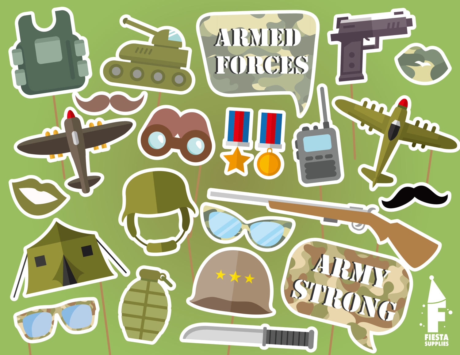 Army Printable Photobooth Props Printable camoflage | Etsy