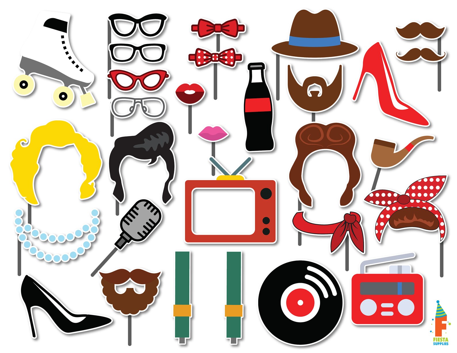 50's Photo Booth Props 1950s Party Photobooth Props | Etsy