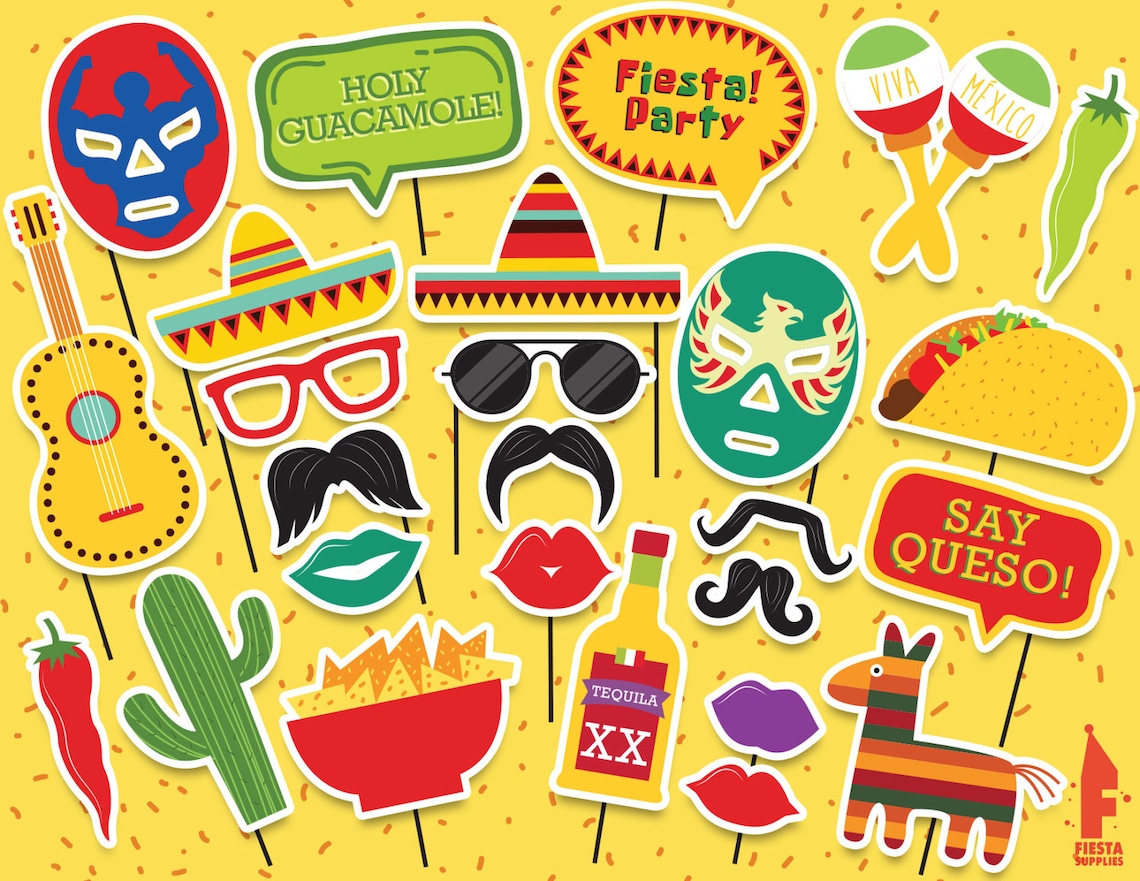 Mexican Party Printable Photobooth Props Mexican Photo Booth - Etsy
