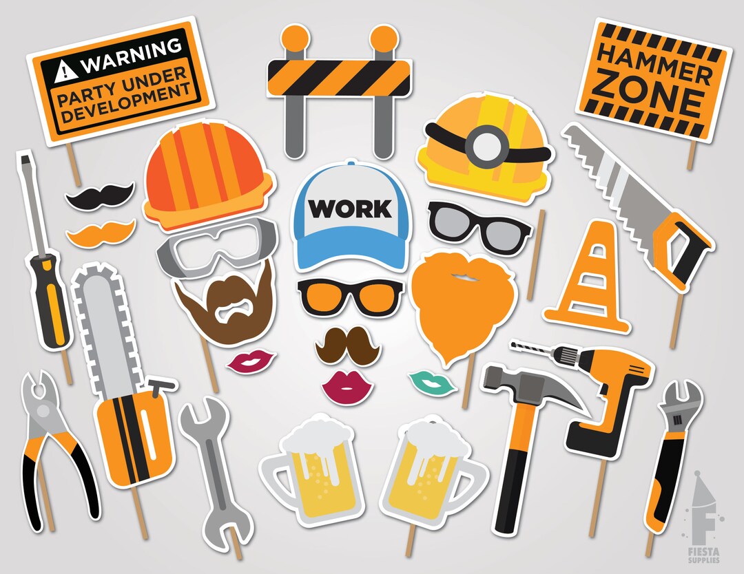 Construction Printable Photobooth Props Printable Construction Props ...