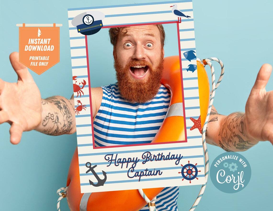 Nautical Birthday Photo Booth Selfie Frame Sailor Photobooth - Etsy