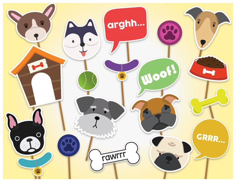 Printable Dog Party Photo Booth Props Printable PDF Puppy - Etsy