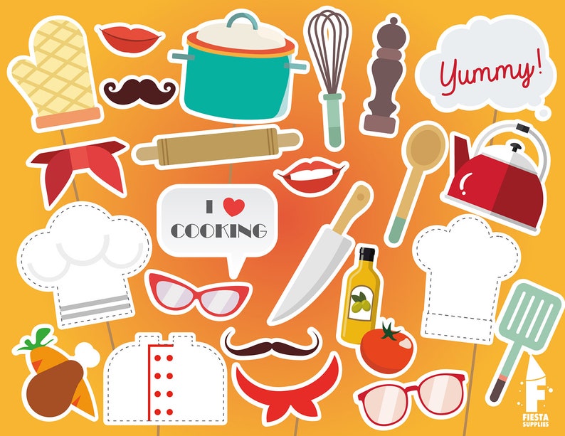 Chef Printable Photobooth Props Printable Chef Props Chef - Etsy