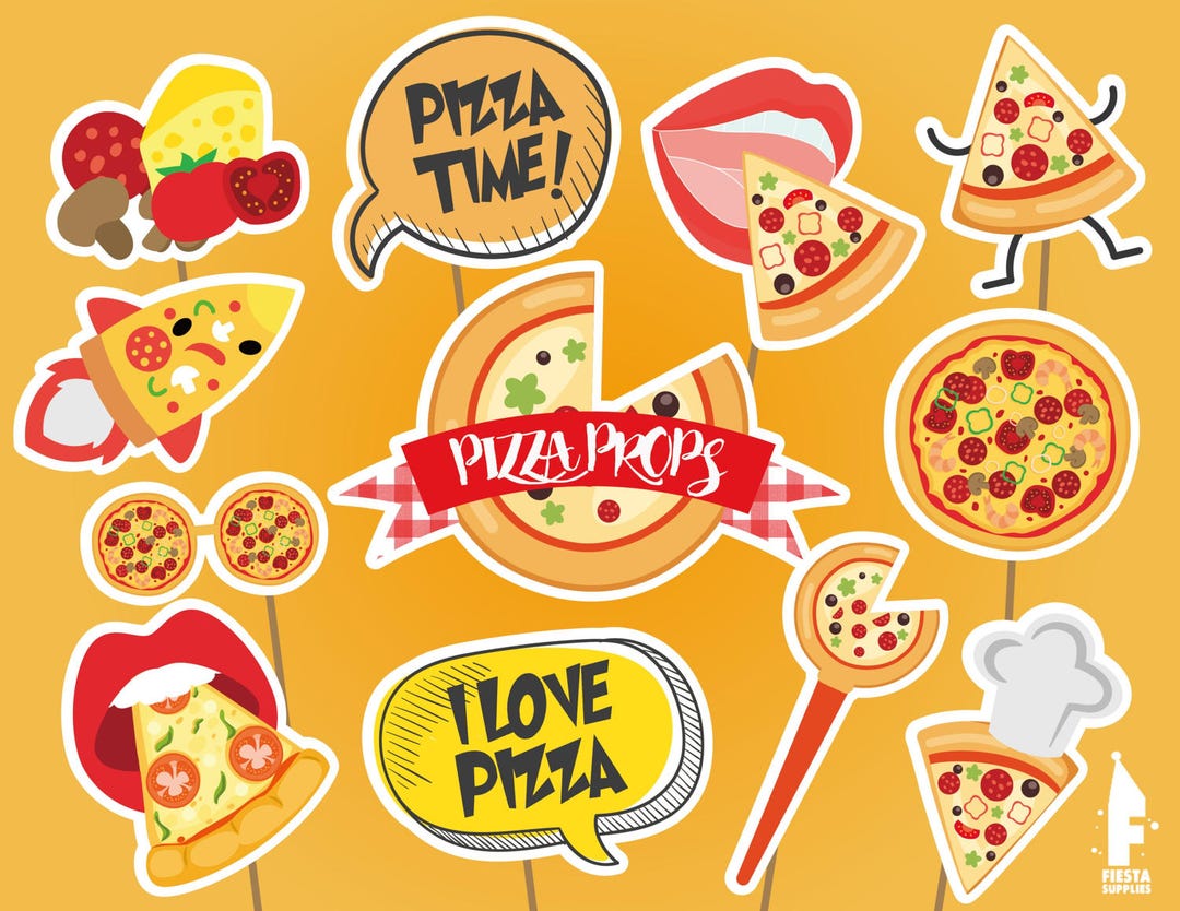 Pizza Party, Birthday Party, Pizza Party Props, Pizza Photo Booth Props ...