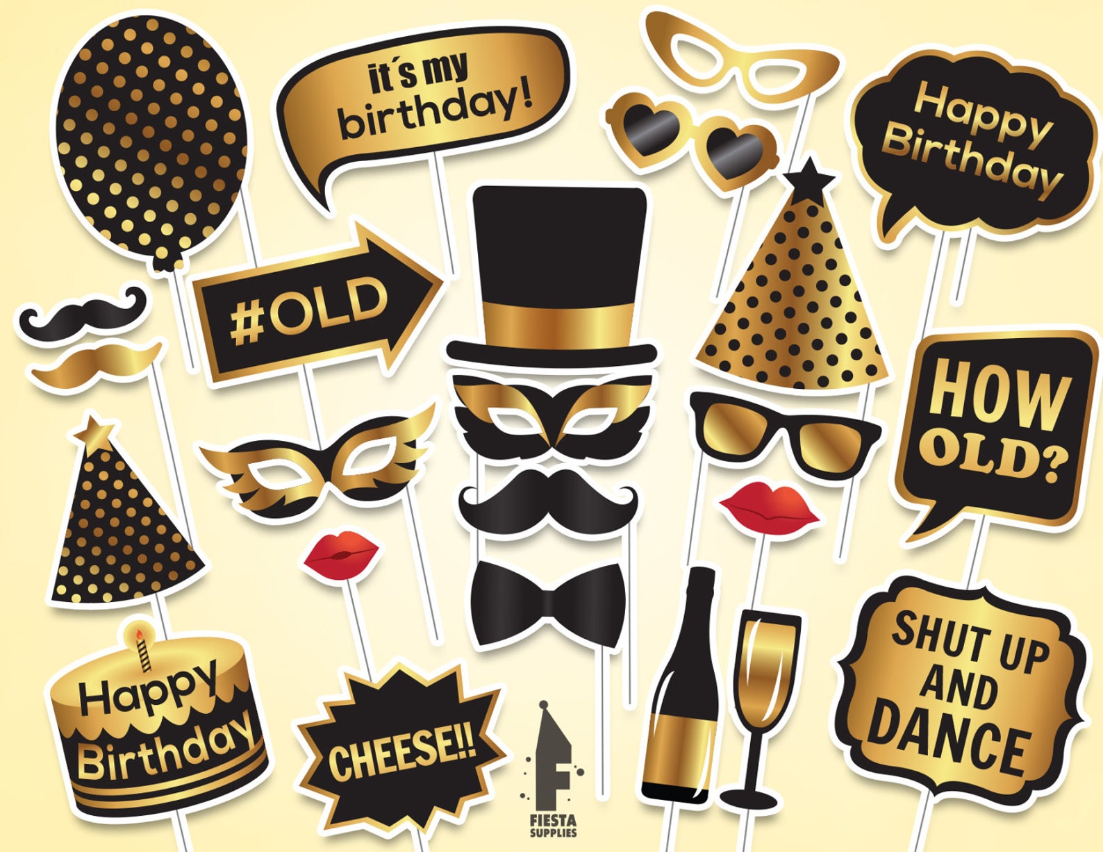 Birthday Printable Photo Booth Props Birthday Photo Booth - Etsy
