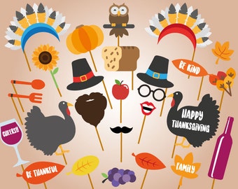 Thanksgiving Photo Booth Props Printable Instant Download - Etsy