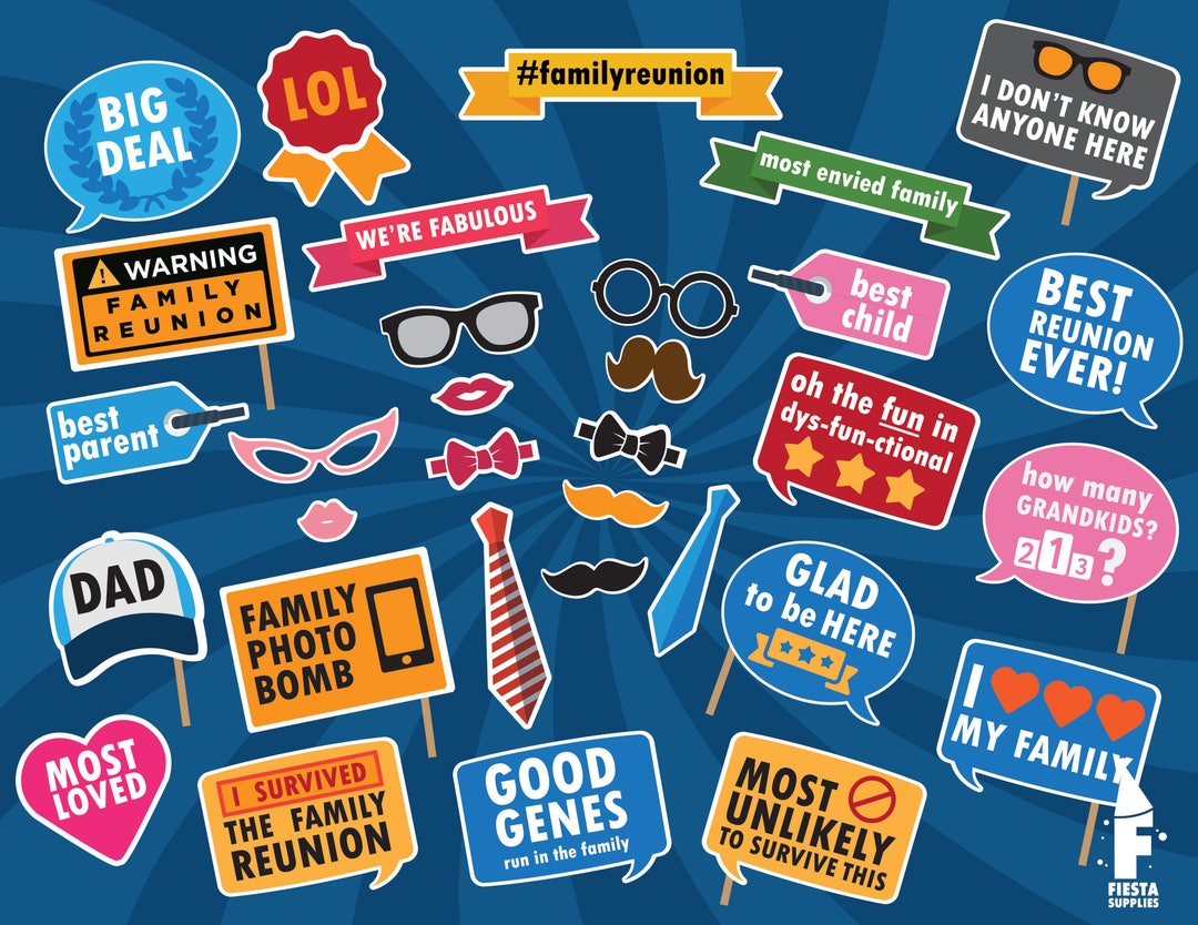 Family Reunion Party Props, 33 PRINTABLE Party Printable Props, Speech ...