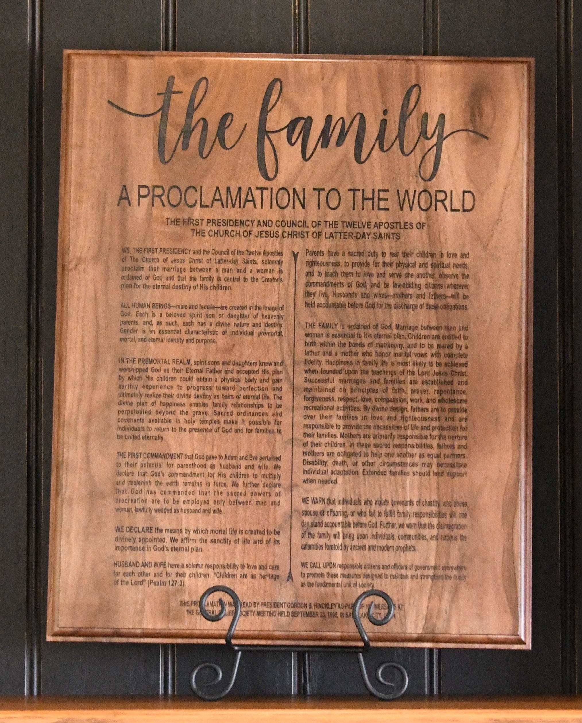 LDS Family Proclamation A Proclamation to the World, LDS Art, Wood ...