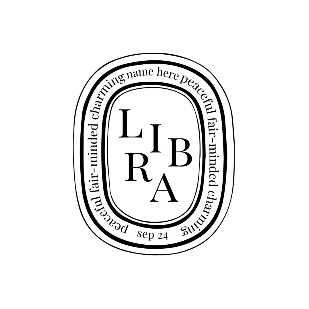 TPL // DIGITAL Download - Zodiac LIBRA Diptyque Sticker, Faux Diptyque ...