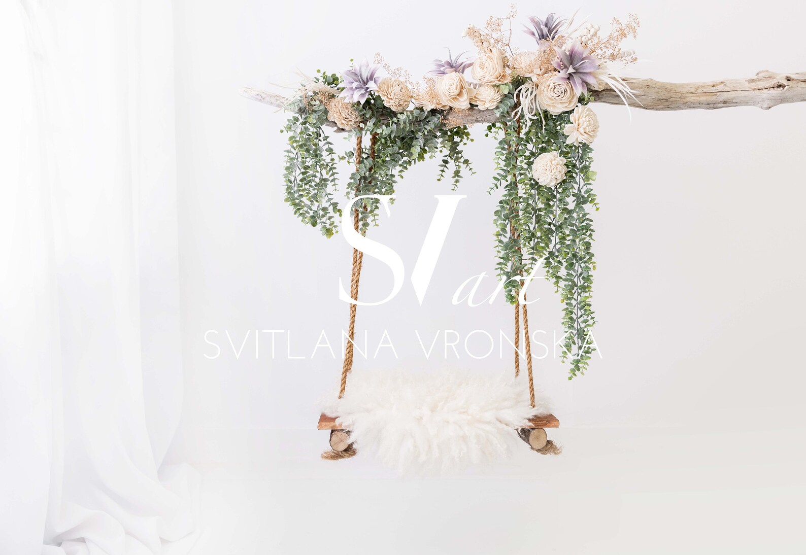 Digital Backdrop Beautiful Floral Swing With Light Colors Flowers and ...