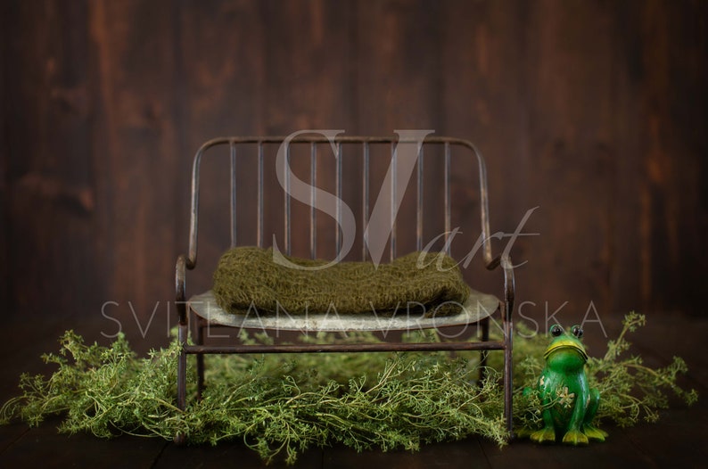 Newborn Digital Backdrop, Baby Bench With Greeneries Digital Prop ...