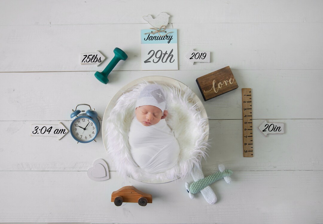 Digital Backdrop Newborn Baby Birth Announcement Baby Boy Announcement ...