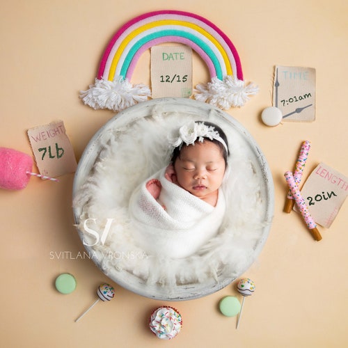 Newborn Digital Backdrop Birth Announcement Backdrop Baby - Etsy