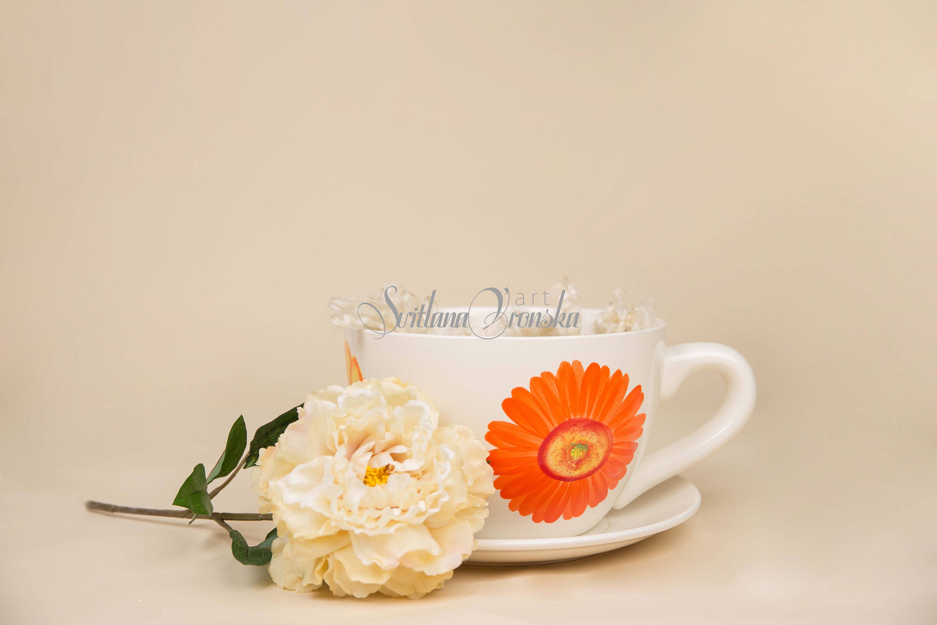 Tea Cup Digital Backdrop for Newborn Composite Newborn Photography ...