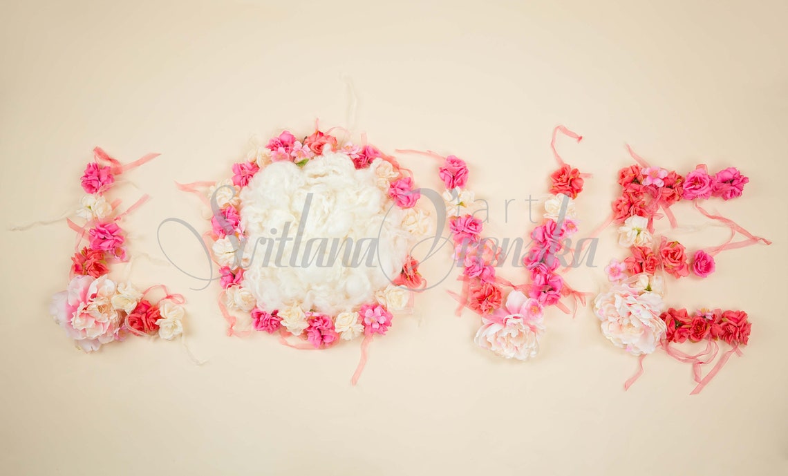 Love Newborn Backdrop for Girls Newborn Digital Backdrops for - Etsy