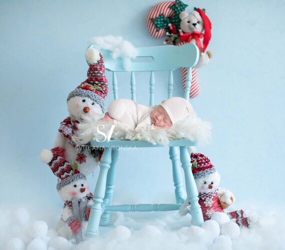 Newborn Digital Backdrop Christmas Theme With Snowmen Newborn | Etsy