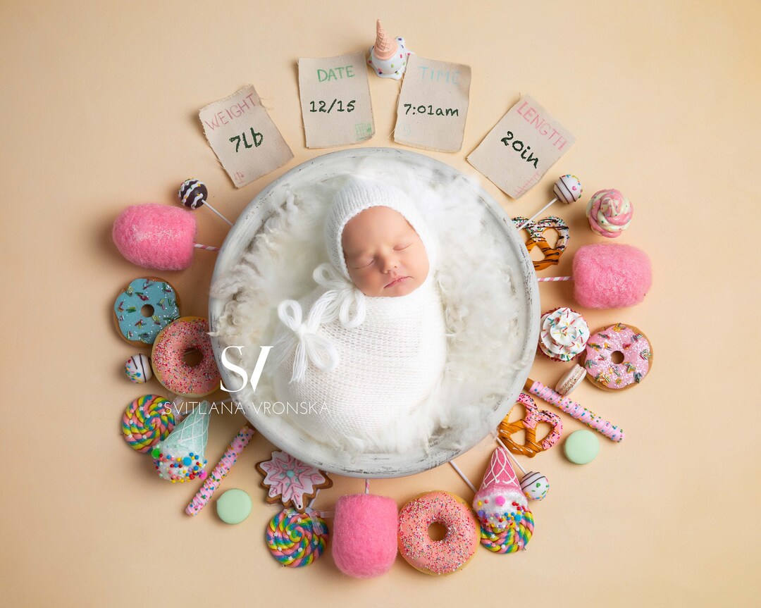 Newborn Digital Backdrop Birth Announcement Backdrop Baby Birth Stats ...