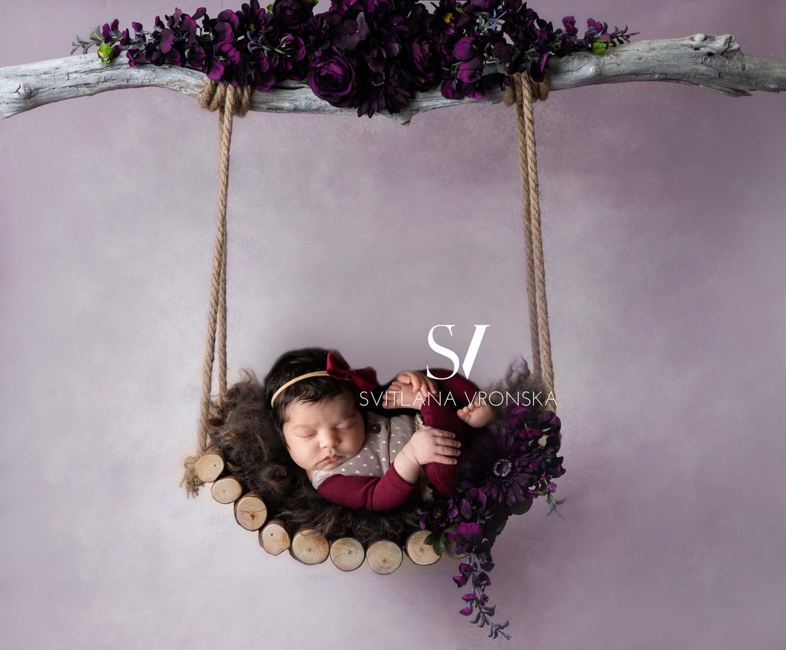 Floral Swing Newborn Digital Backdrop Hanging Log Swing - Etsy
