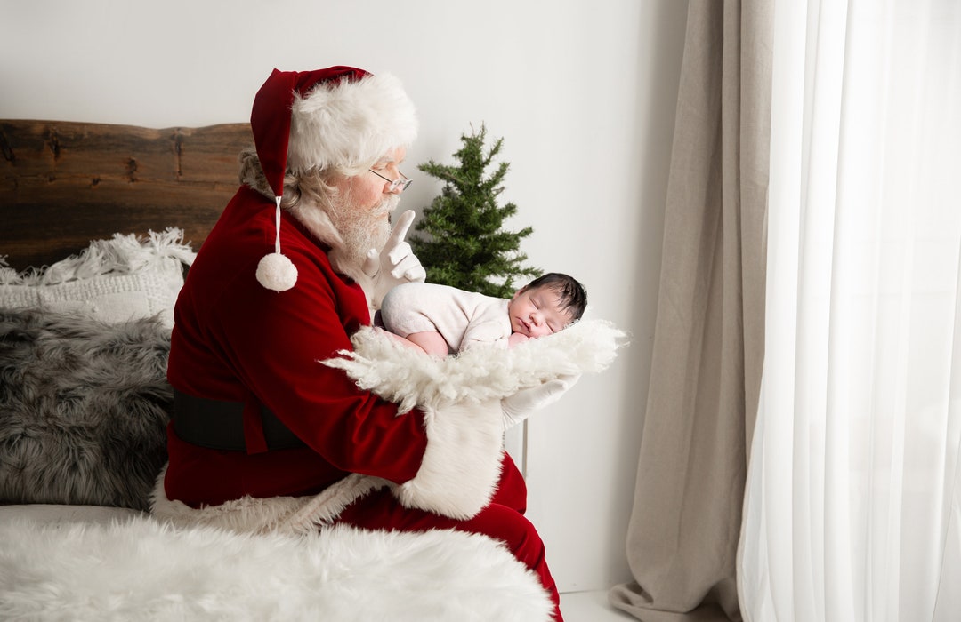 Christmas Newborn Digital Backdrop Real Santa Holding a Baby Digital ...