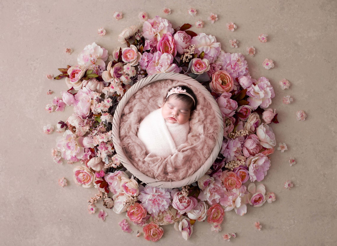 Digital Backdrop Newborn Girl Pink Floral Backdrop Newborn - Etsy