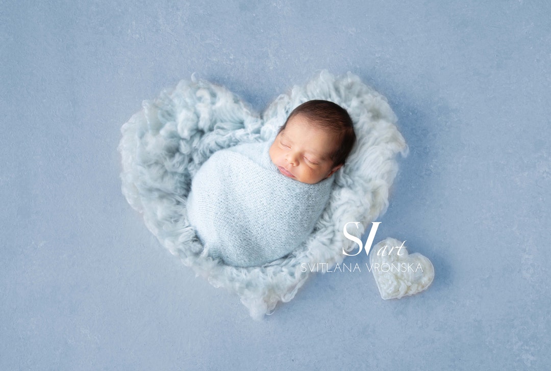 Digital Backdrop Newborn Digital Background Love Blue Heart Shaped Fur ...