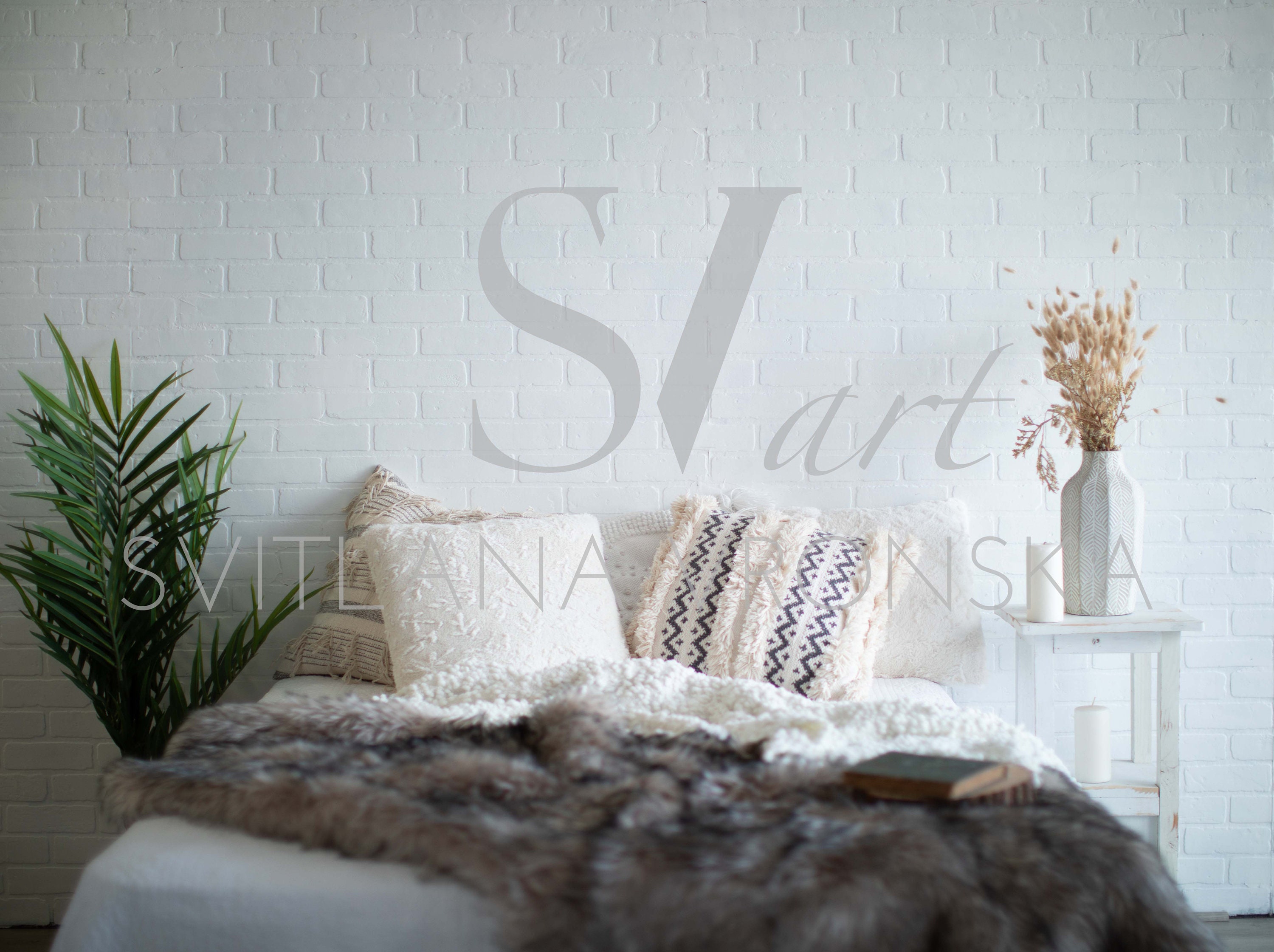 Digital Backdrop Beautiful Bed Setup With a Brick Wall Digital - Etsy