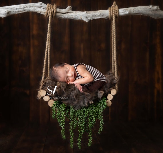 Newborn Digital Backdrop Hanging Wooden Swing Newborn Digital | Etsy