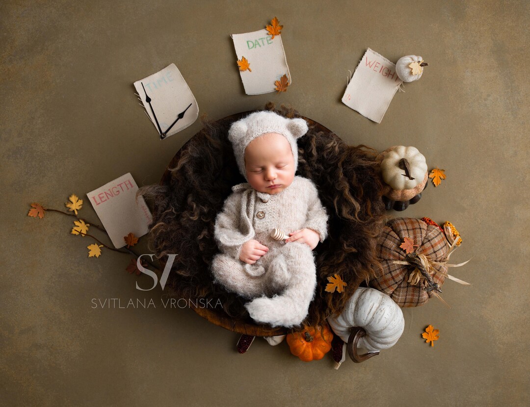 Baby Birth Announcement Newborn Digital Backdrop Baby Stats Template ...