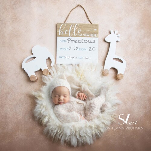 Baby Birth Announcement Digital Backdrop Newborn Photoshop - Etsy