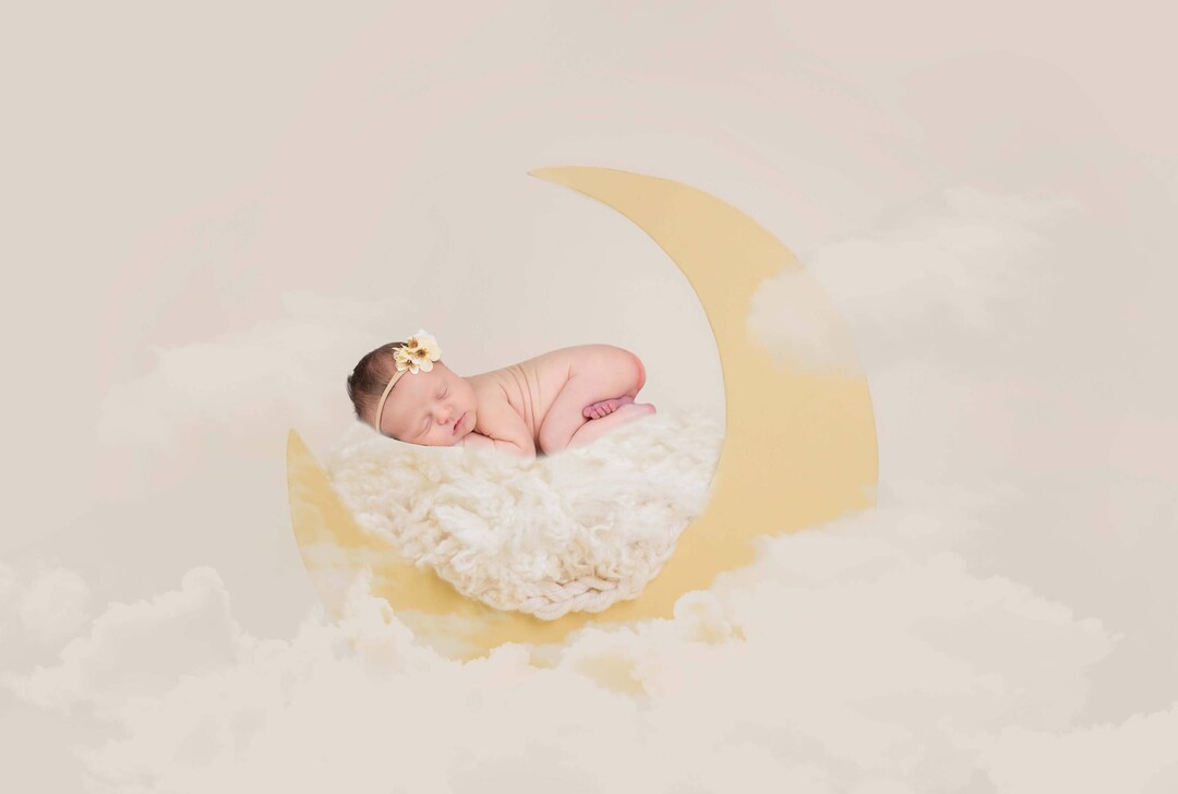 Newborn Moon With Clouds - Moon Digital Backdrop - Moon Digital ...