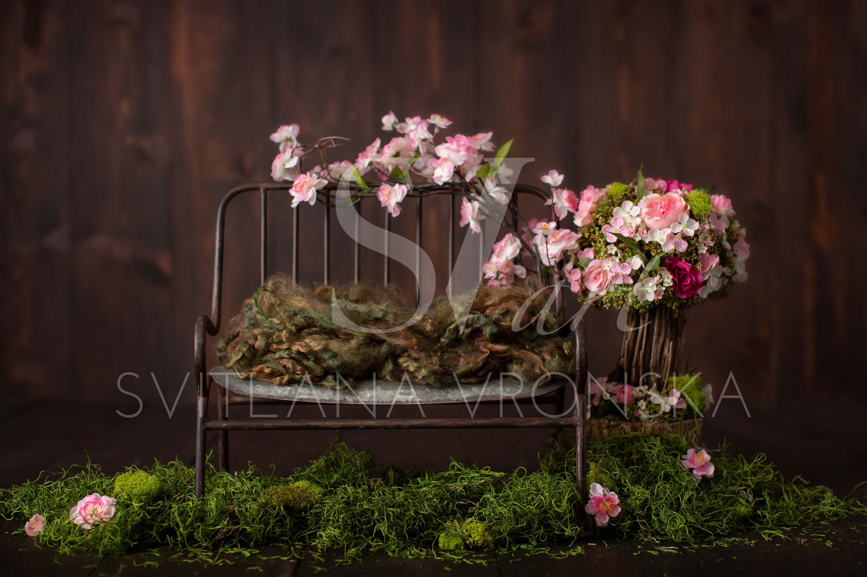 Newborn Digital Backdrop Bench in a Garden Newborn Digital | Etsy