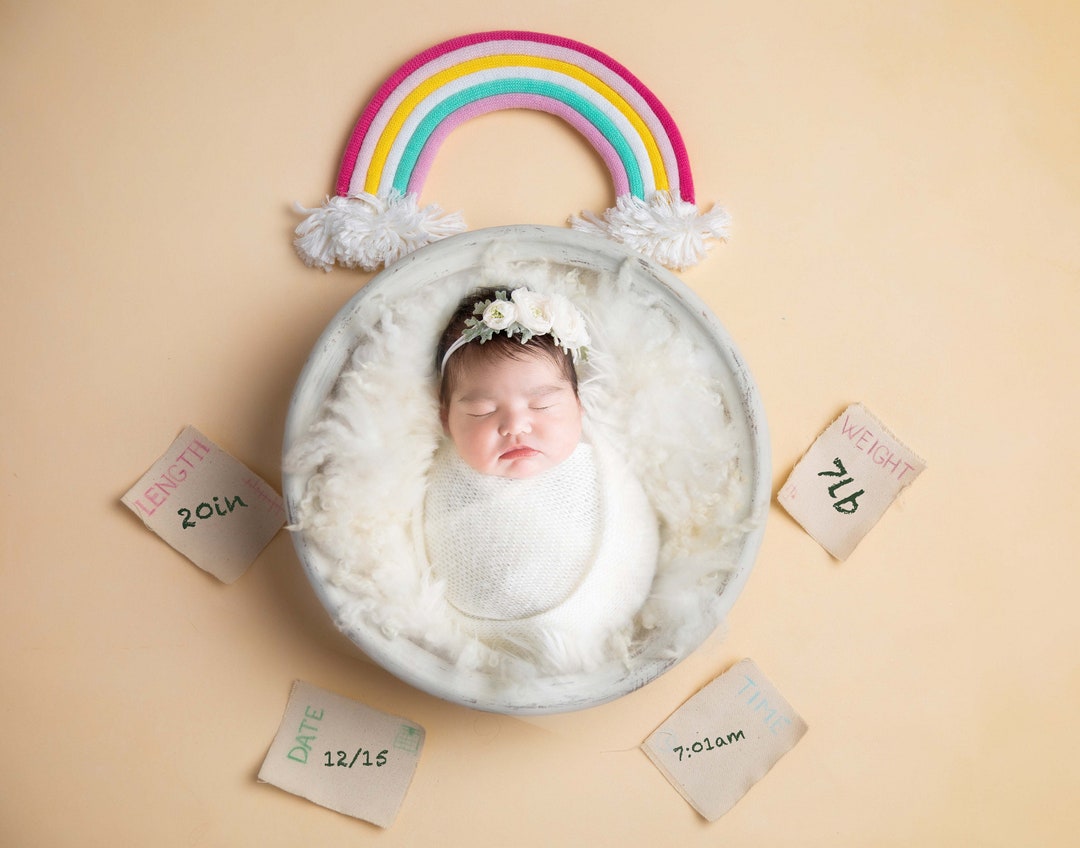 Rainbow Baby Backdrop Newborn Digital Backdrop Birth Announcement ...